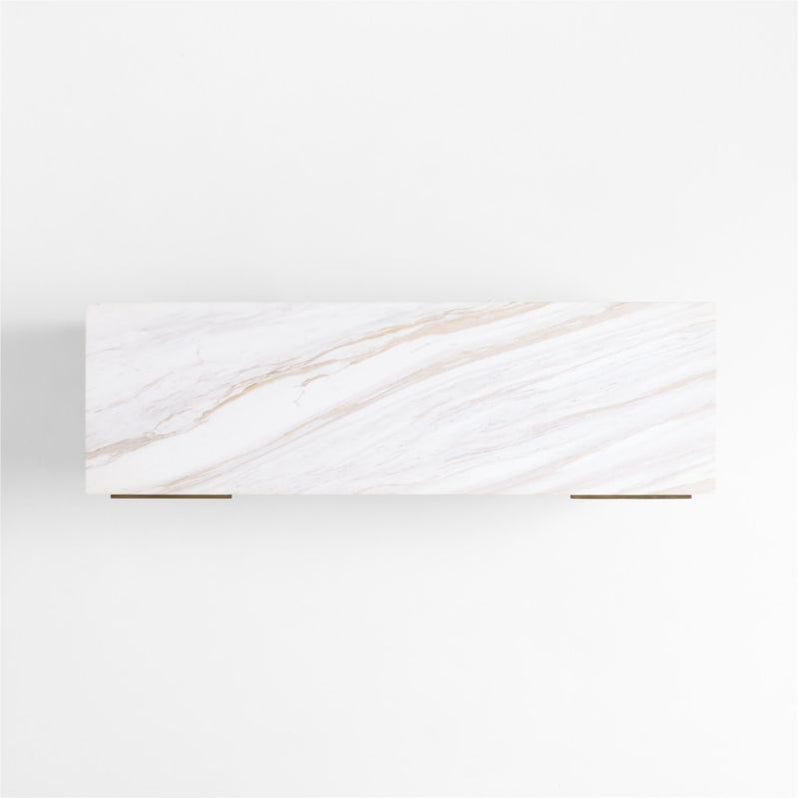Batten 61.5" Natural Oak Wood Console Desk with White Marble Top