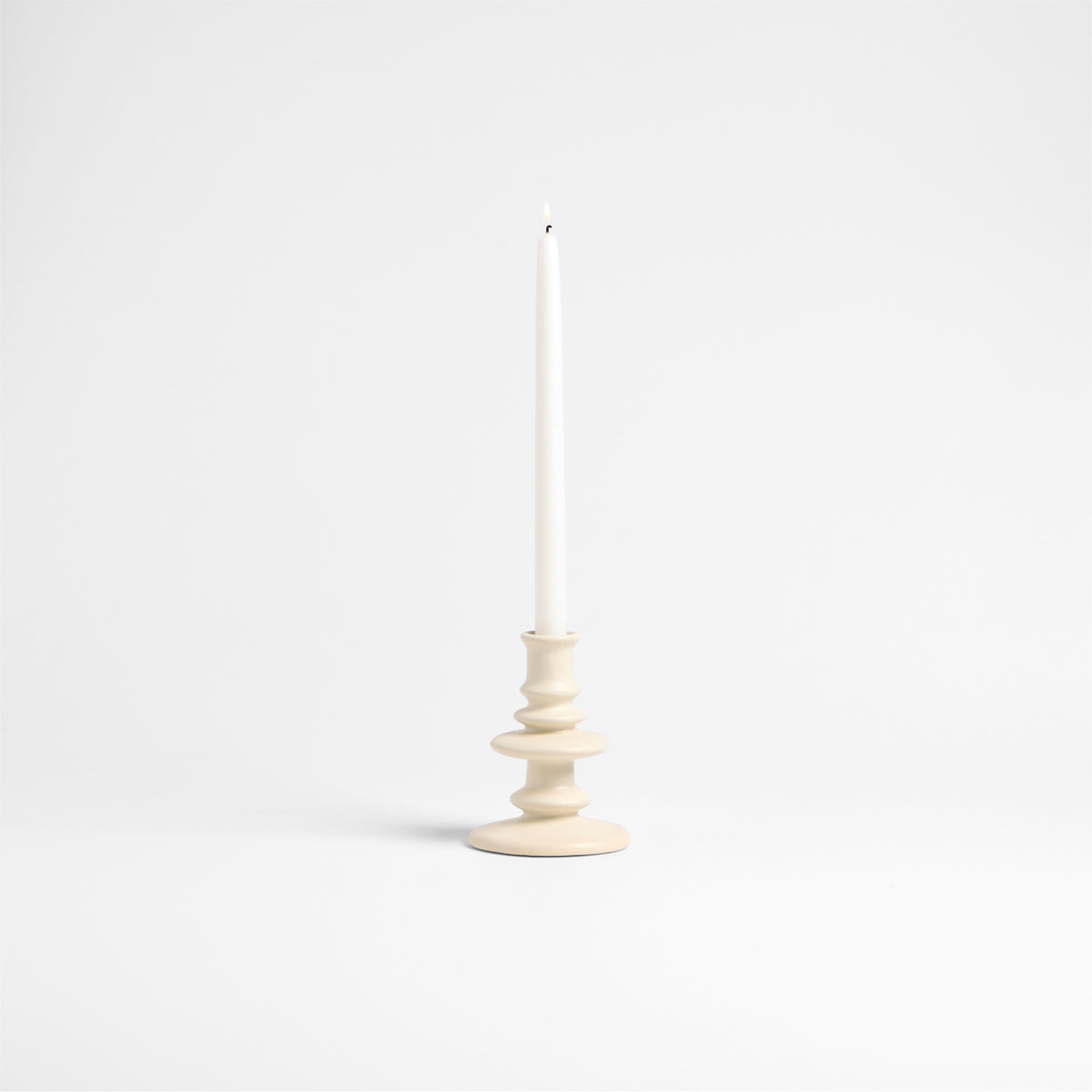 Cortana Small Off-White Earthenware Taper Holder 5.5"