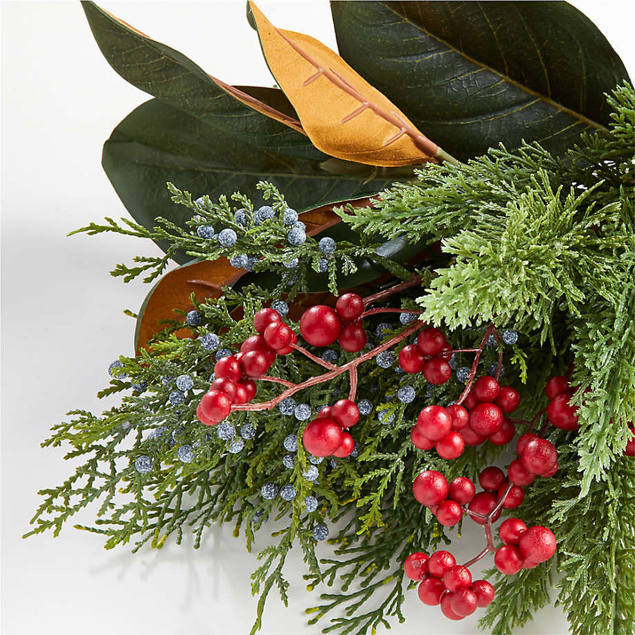 Faux Cypress & Berry Leaf Bunch 19"