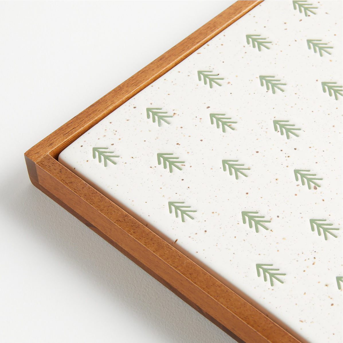 Green Trees w/Wood Frame Trivet | Crate and Barrel Philippines