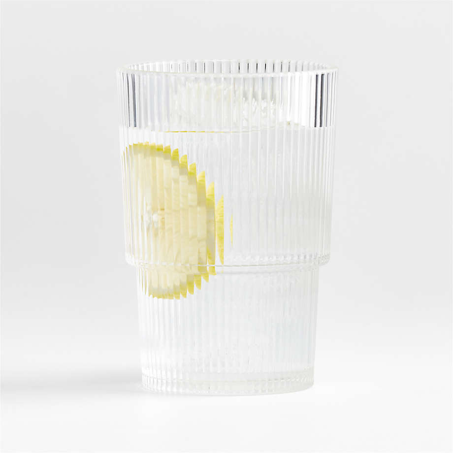 Atwell Acrylic Stackable Ribbed Highball Glass | Crate and Barrel ...