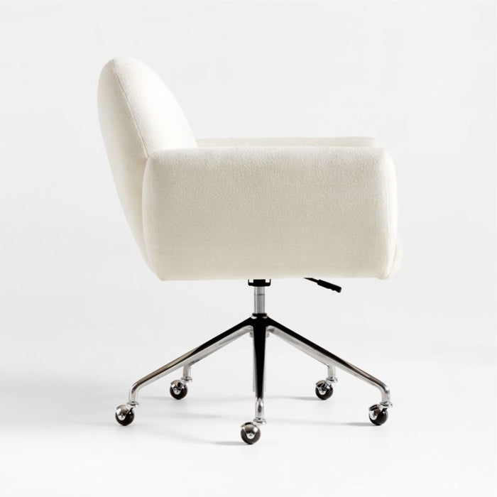 Imogen Ivory Upholstered Office Chair with Casters