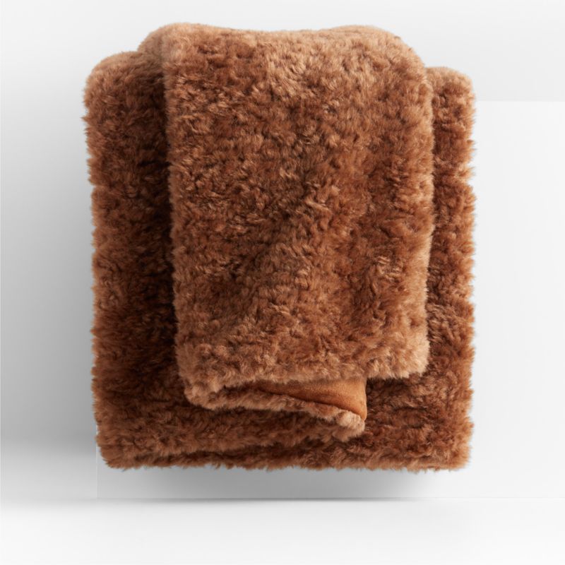 Caramel Brown 70"x55" Sherpa Faux Fur Throw Blanket | Crate and Barrel ...