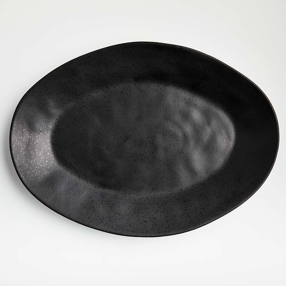Marin Matte Black Large Oval Platter | Crate and Barrel Philippines